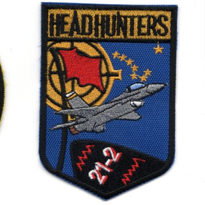 4" HEADHUNTERS 80TH FIGHTER SQUADRON SHIELD 21-2 JUVATS EMBROIDERED ...
