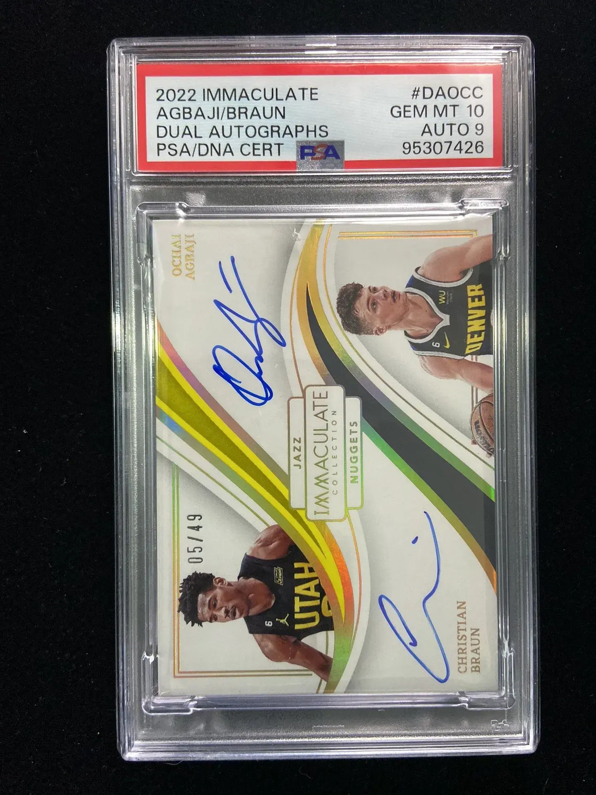 2022-23 Immaculate Ochai Agbaji Christian Braun RC Dual Auto 05/49 PSA ...