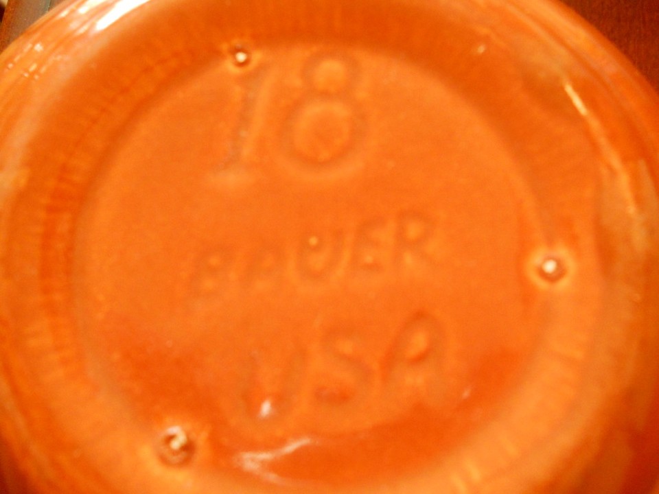 TWO VINTAGE BEEHIVE PUMPKIN BAUER POTTERY RINGWARE MIXING BOWLS *MINT ...