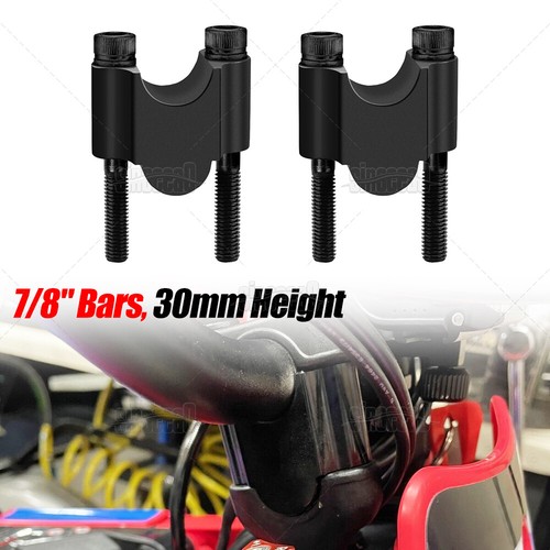 Black Handlebar Clamp Risers 7/8" Bars 30mm Height For KAWASAKI KLR650 ...