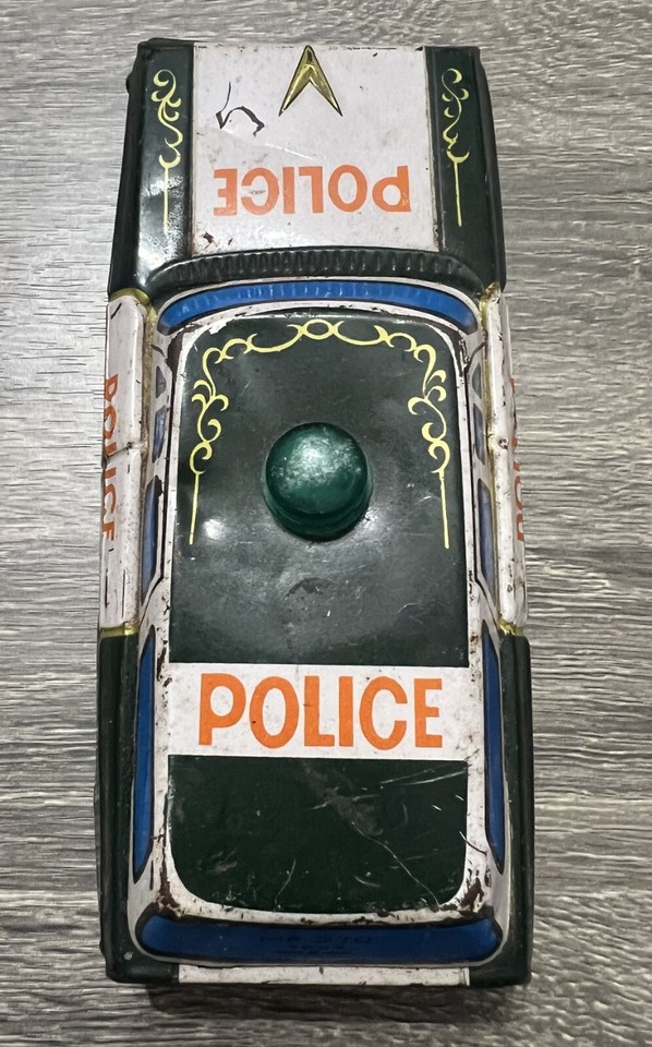 Vintage Police Sparkling Car 1970 Friction Lights Tin Toy MF270 made in ...