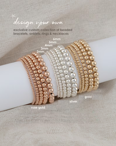 Lady 14k Gold Plated 4MM Beads Bead Stack Bracelets Women Bohemian ...