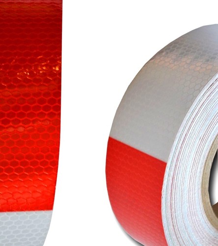 25 m White Red Reflective Diamond Tape Conspicuity 50 mm Roll Road ...