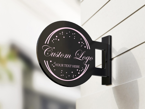 Custom Round Personalized Logo Blade Sign Indoor Outdoor Boutique Store ...