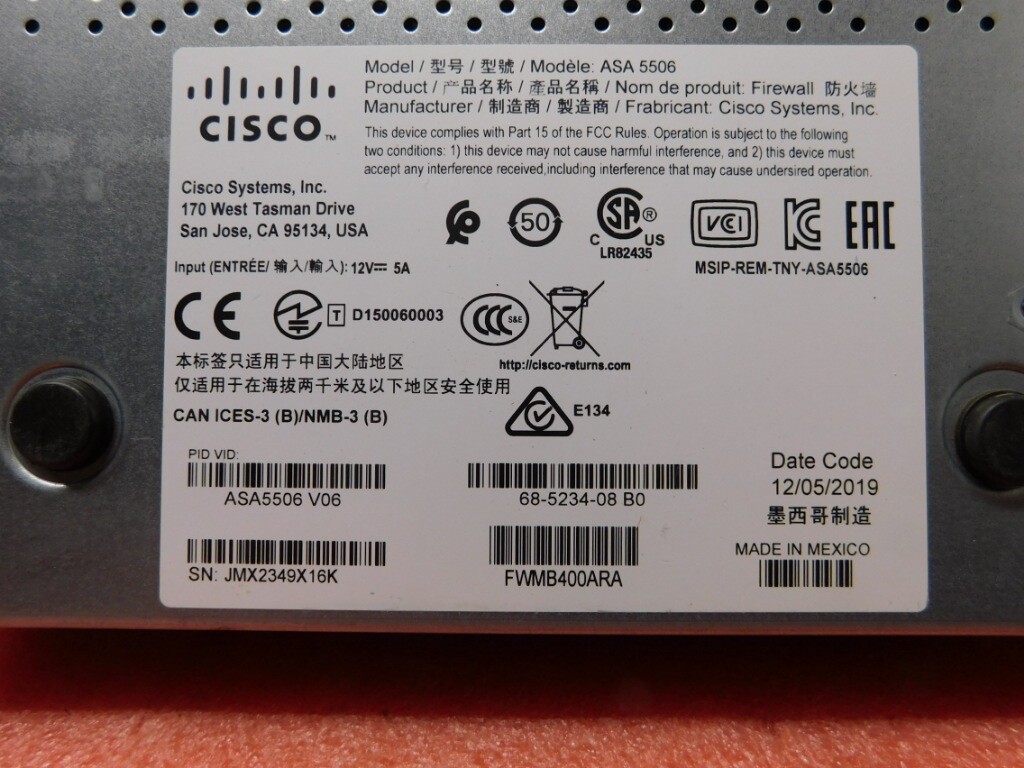 CISCO ASA 5506-X Firewall - Model ASA5506 V06 | eBay