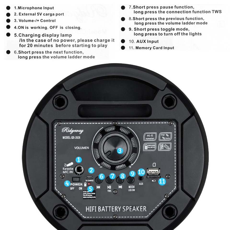 6000W Bluetooth Speaker Portable Sub Woofer Heavy Bass Party Sound ...