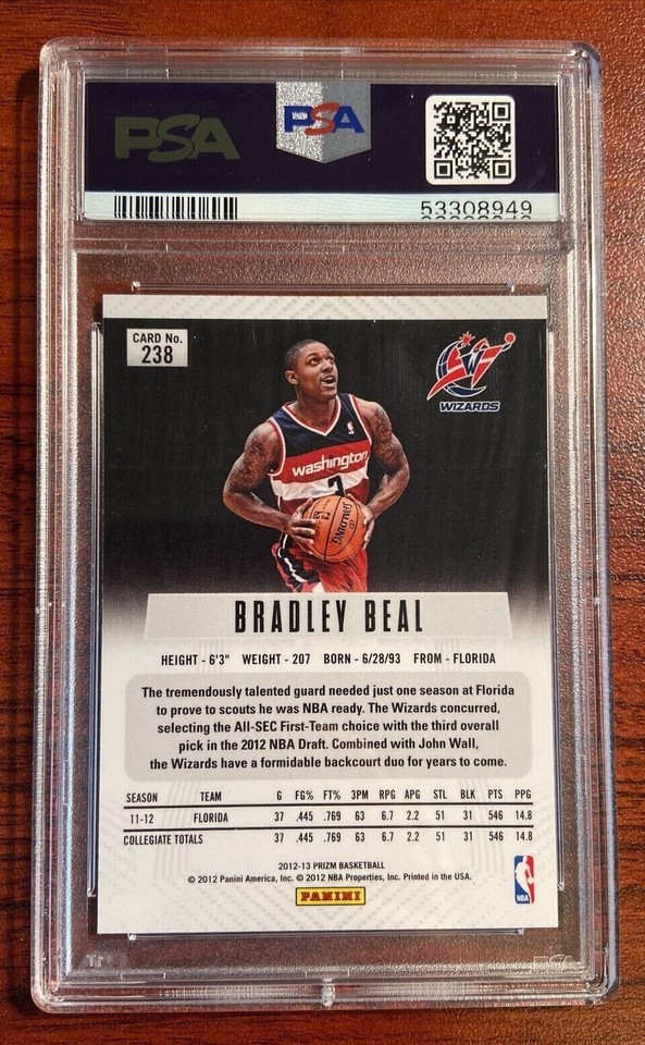 2012-13 Panini Prizm Bradley Beal #238 Rookie Card RC MINT PSA 9 1st ...