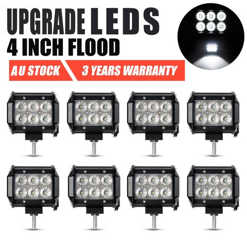 8pcs 4" inch LED FLOOD Work Light Bar Reverse Fog Lamp Driving Offroad ...