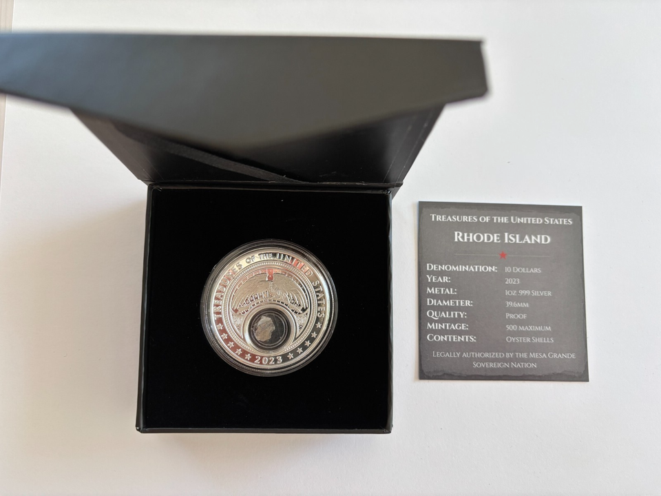2023 Silver 1oz 10 Rhode Island Oyster Shells Treasures of the US Mesa ...