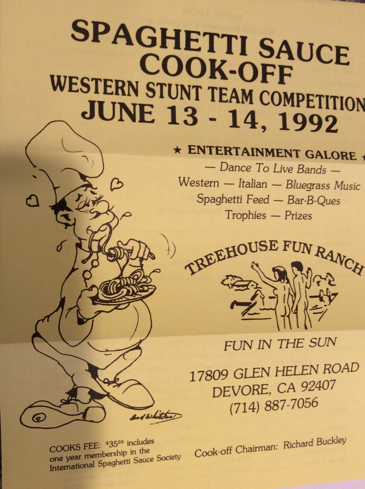 Treehouse Fun Ranch Devore California 1992 Spaghetti Sauce Flyer ...
