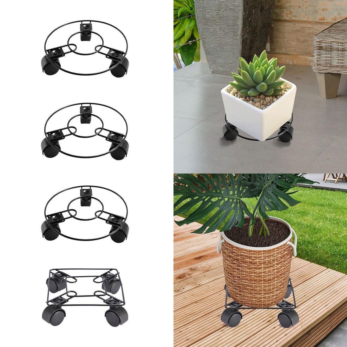 Wheeled Plant Pot Stands Heavy Duty Plant Stand With Wheels, 20 Inch