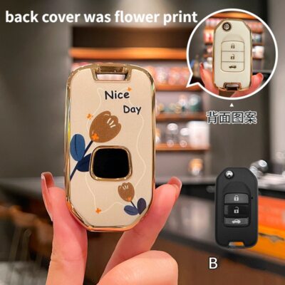 Soft TPU Car Folding Key Case Cover For Honda Civic HRV XRV CR-V Crider ...