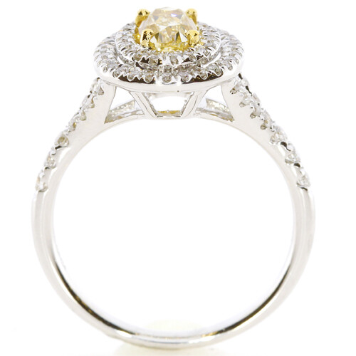 Natural Fancy Yellow 1.42ct Diamond Engagement Ring Cut 18K Solid White ...