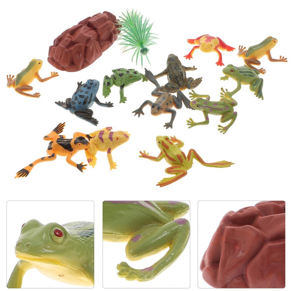 12 Pcs Pretend Play Toys Plastic Frogs Themed Classroom Decor ...
