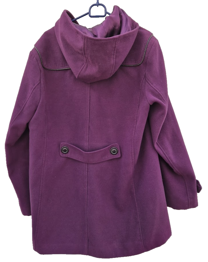 JBC COLLECTIONS Purple Duffle Coat UK 14 Hooded 70% Wool Winter Jacket ...