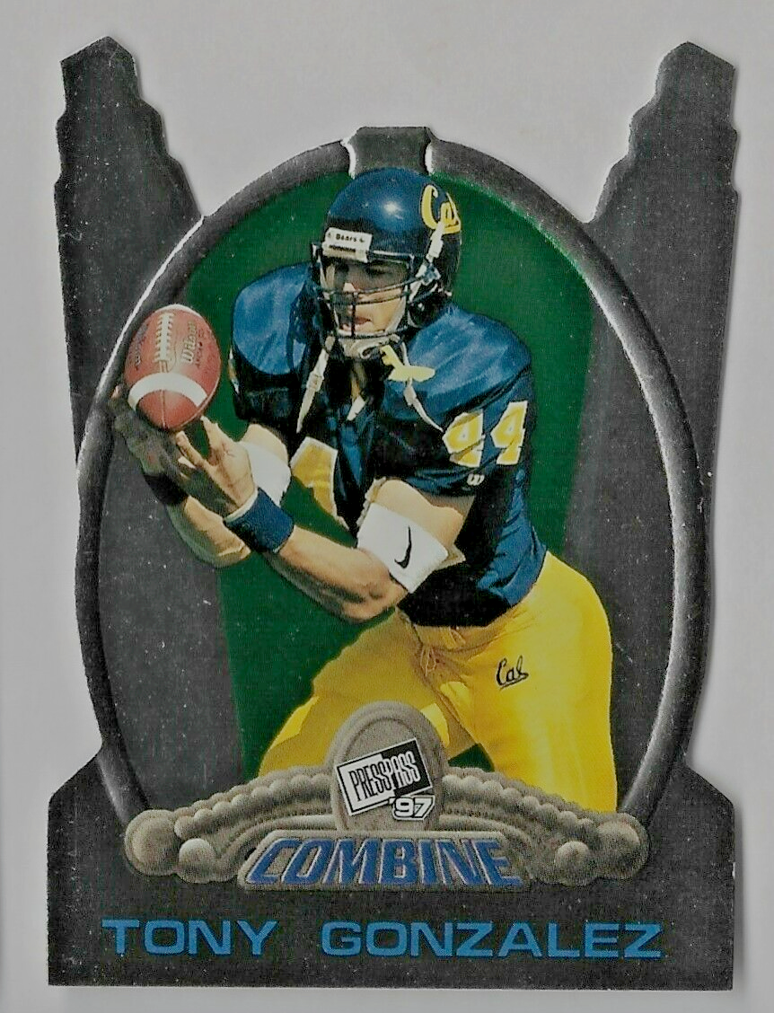 TONY GONZALEZ 1997 PRESS PASS COMBINE ROOKIE RC CARD #22 CALIFORNIA HOF ...