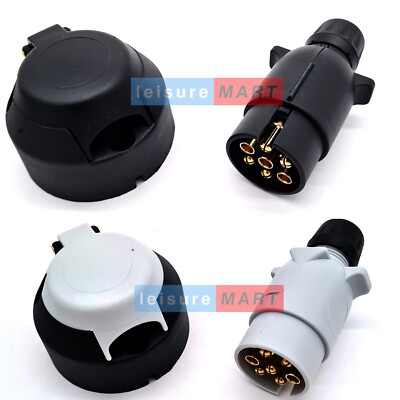 12S & 12N 7 Pin Towing Caravan Plug and Socket 12 Volt Lights, Fridge ...