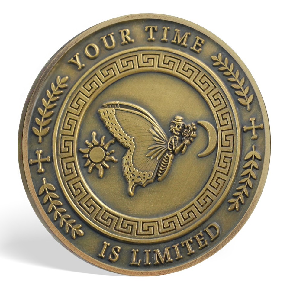 EDC Daily Stoic Memento Mori Coin Purple Crown Skull Challenge Coin ...