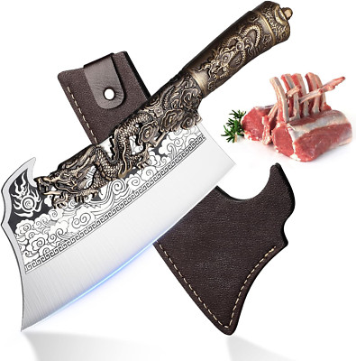 Dragon Butcher Knife Heavy Duty Cleaver Knife for Meat Cutting 9.5 ...