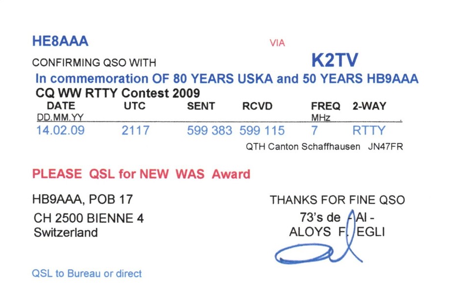 Switzerland HB9AAA QSL Radio Postcard | eBay