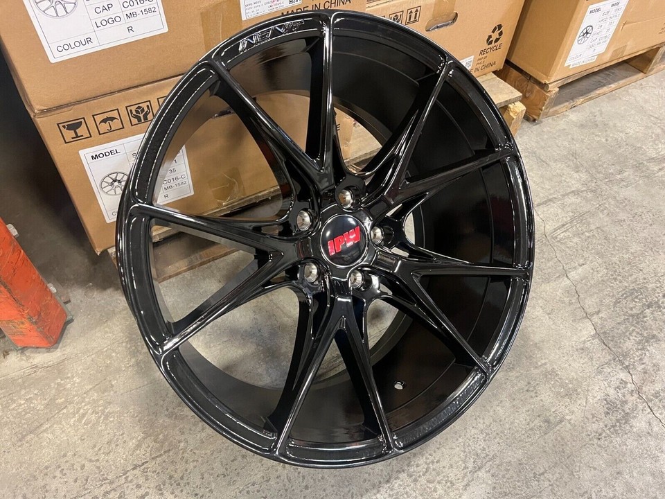 "19x8.5/19x9.5 35 5x114.3 73.1 Gloss Black Staggered Tuner 19"" Wheels ...