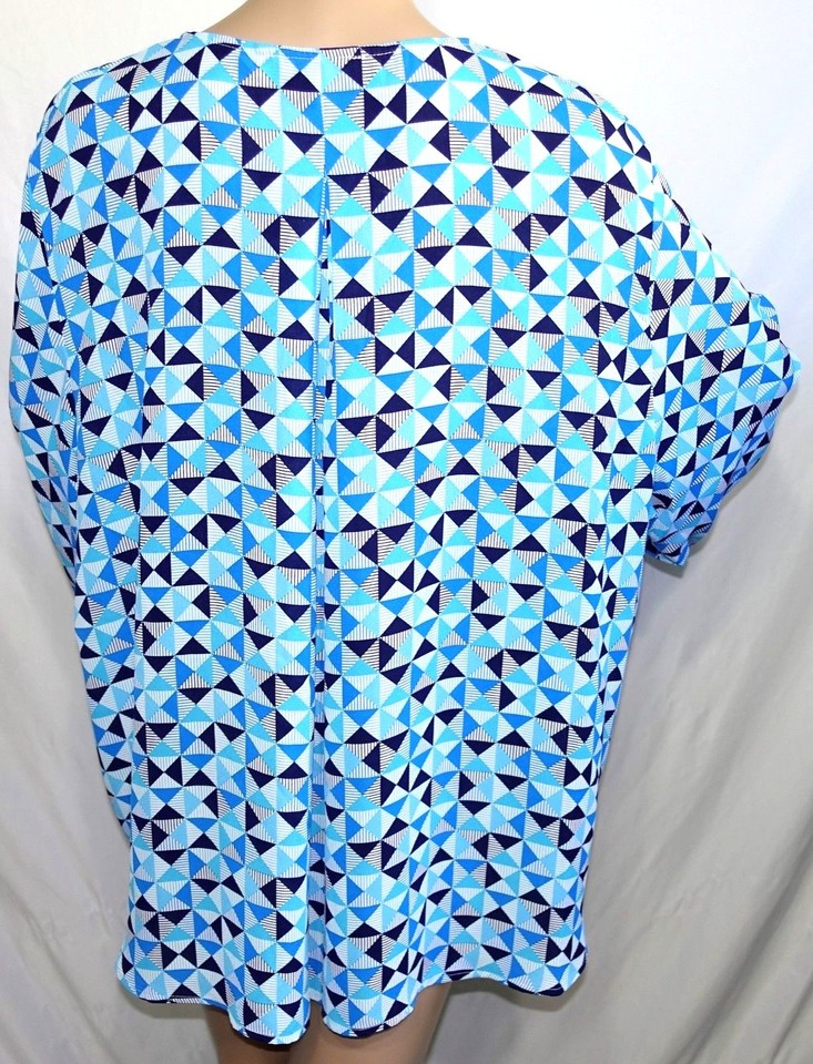 N Touch Women Plus 1x 2x Blue White Navy Elegant Chiffon Tunic Top ...