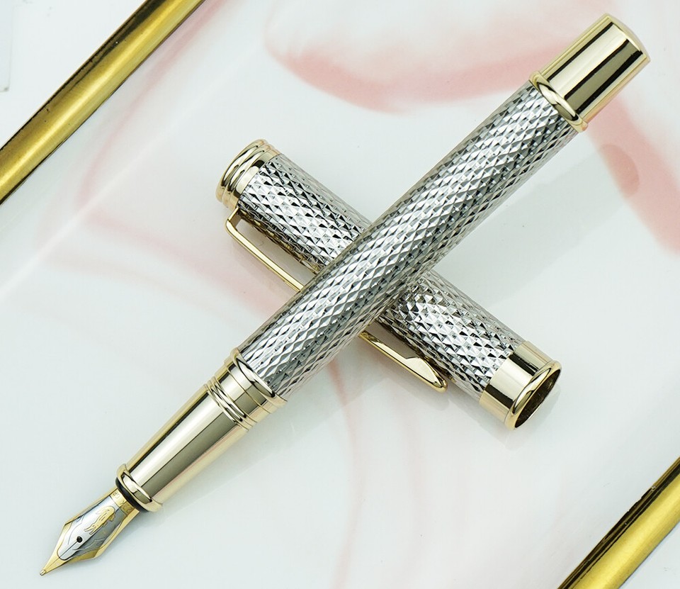 Crocodile 218 Medium Nib Fountain Pen , Noble Silver Gift Pen | eBay