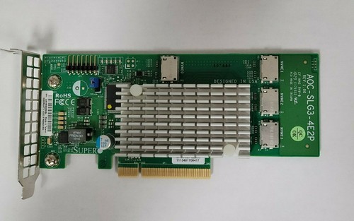 Supermicro AOC-SLG3-4E2P PCIe Add-On Card 6.4GB/s Quad-Port Gen-3 NVMe ...