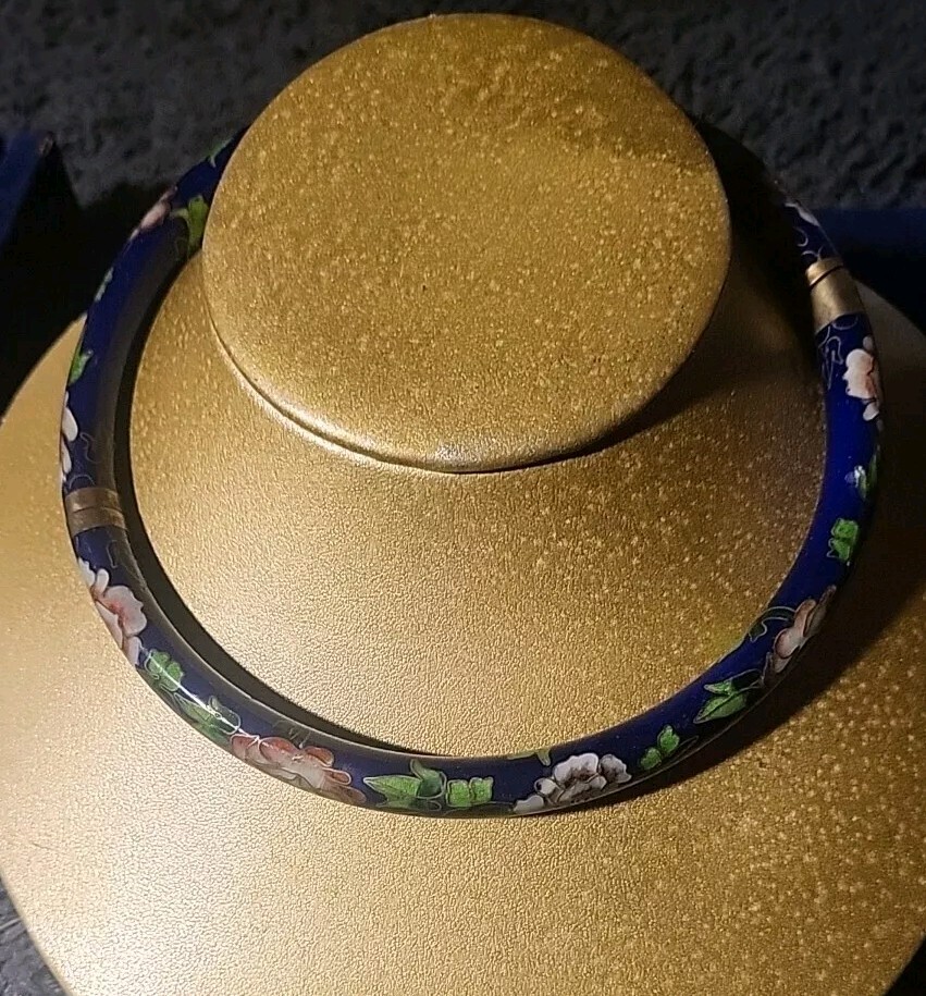Rare Vintage Chinese Cloisonné Floral Choker Necklace… - Gem