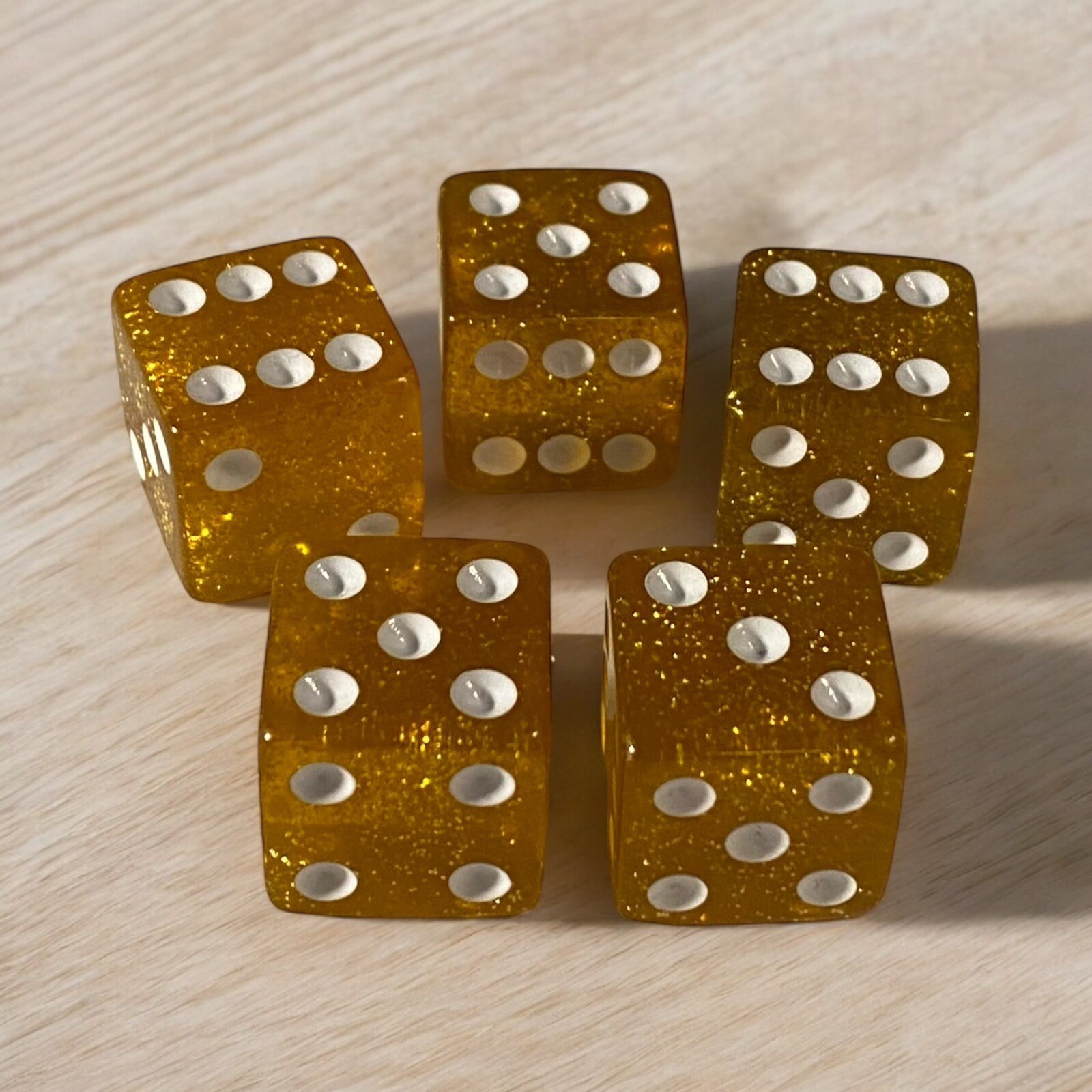 Yahtzee Deluxe Edition 1997 Gold Sparkle Replacement Dice Complete Set ...