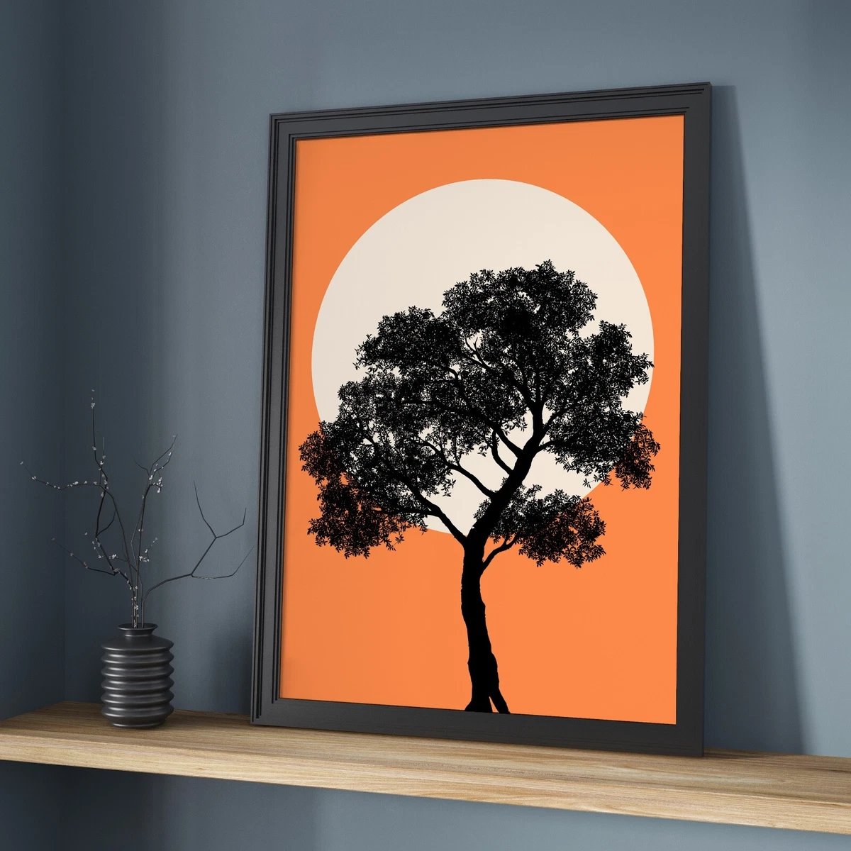 Tree Silhouette Painting On Wall