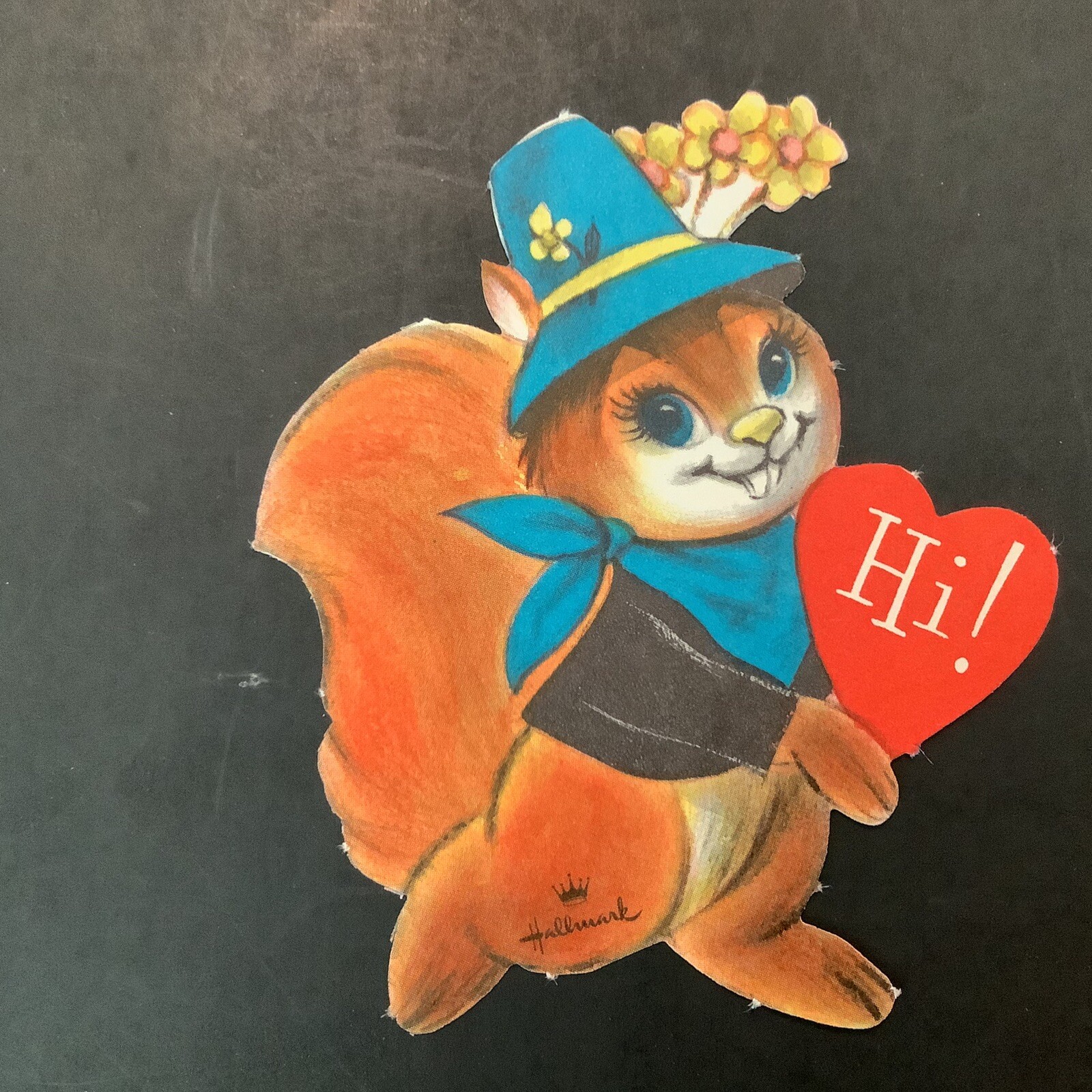 Vtg Die Cut Valentine Card Cute Anthropomorphic Chipmunk Hat Scarf HI ...