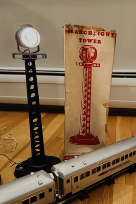 MARX Searchlight Tower #436 Black Spotlight Metal chrome platform-O ...