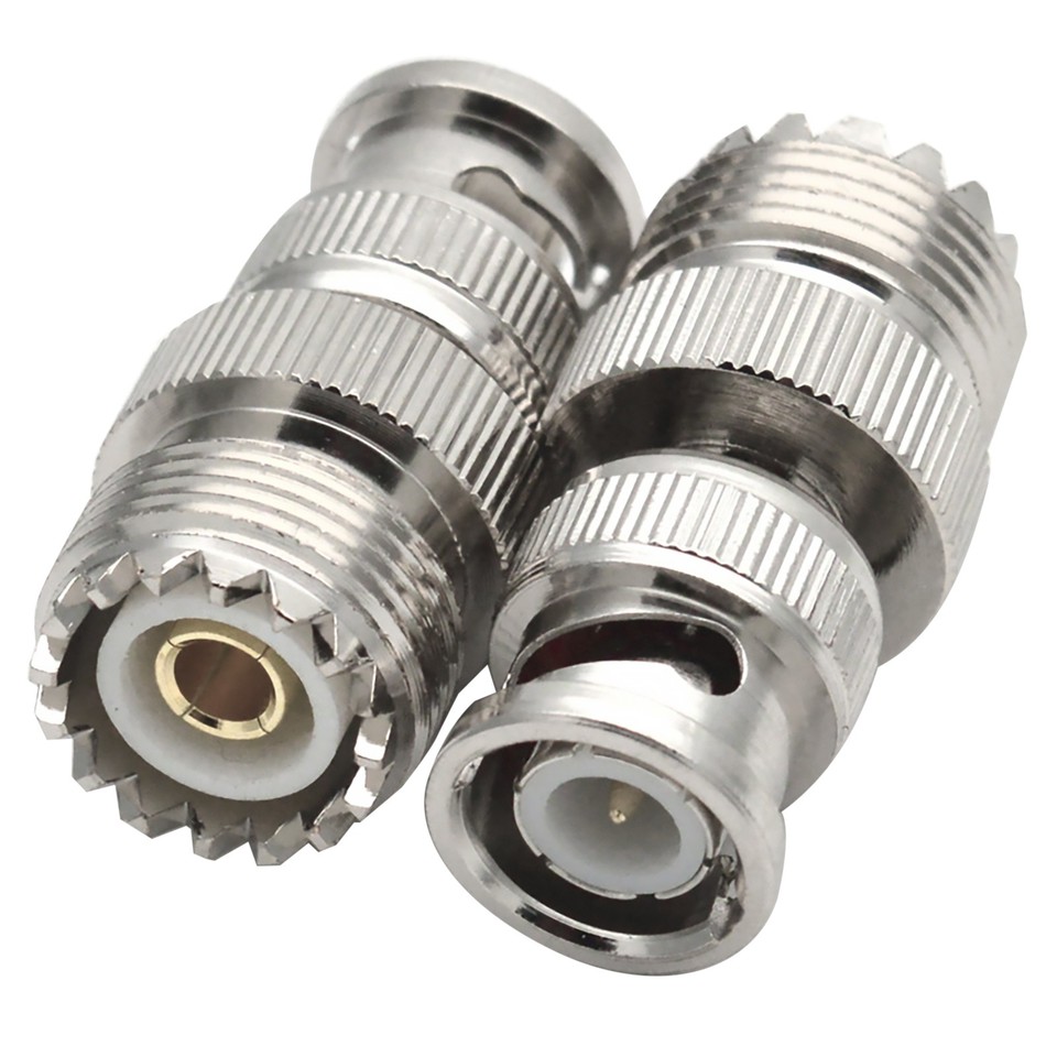 2pcs 50 ohm BNC Male Plug To UHF PL-259 SO239 Female RF Coaxial Adapter ...