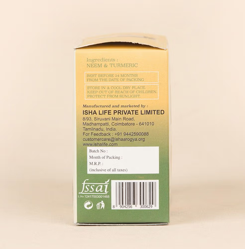 Isha Life Neem & Turmeric Powder in Veg Capsules - Combo Pack of 100 ...