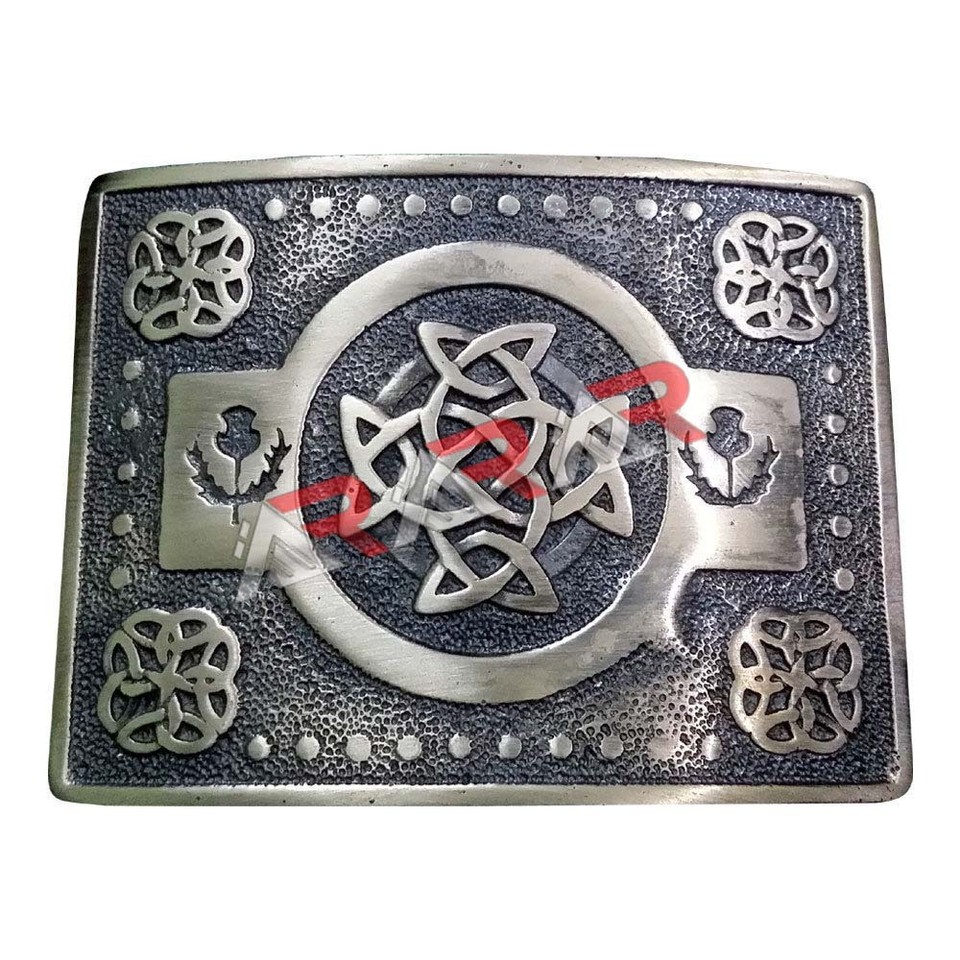 Scottish Buckle Kilt Belt Highland Celtic Knot Work Antique Black ...