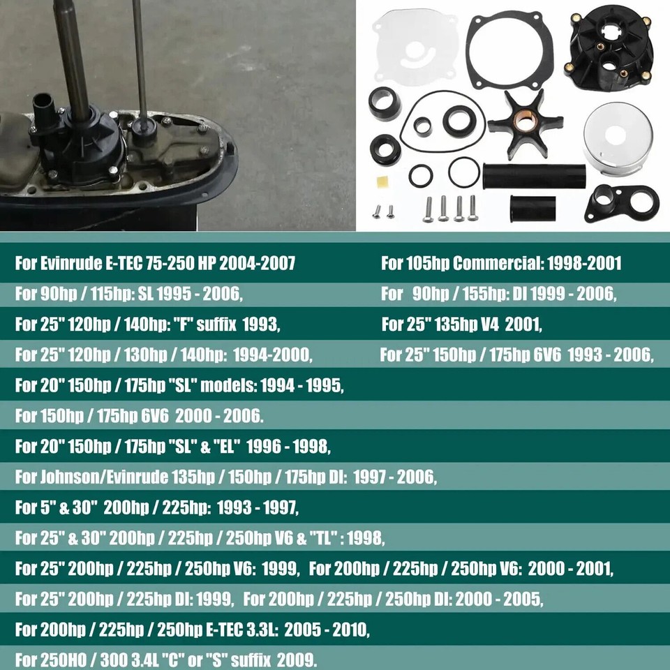 Water Pump Kit Fit Johnson Evinrude 90 115 150 200 225 250HP 5001595 ...