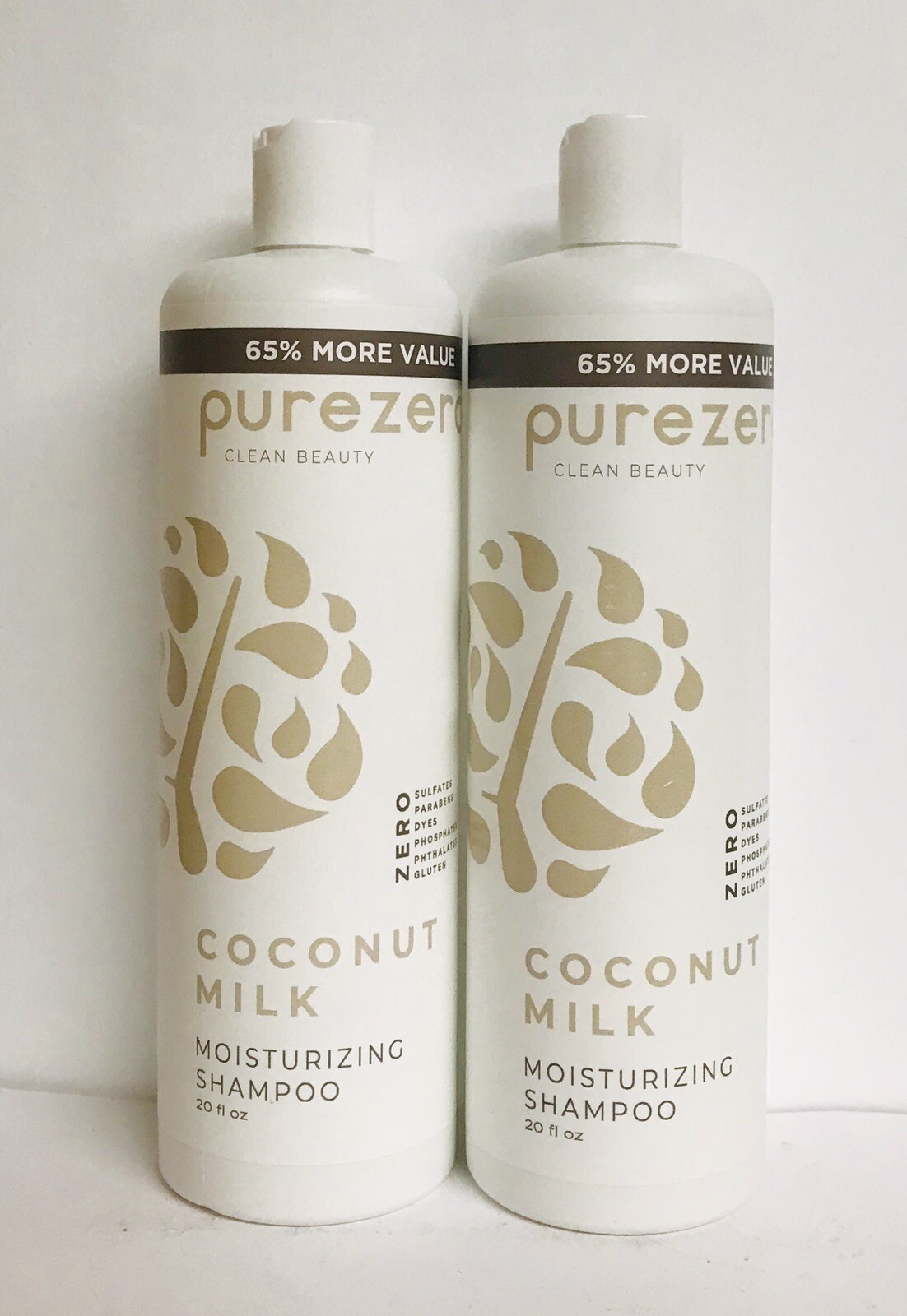 2-Pack PURE ZERO ~ NATURAL COCONUT MILK MOISTURIZING SHAMPOO 20 FL OZ ...