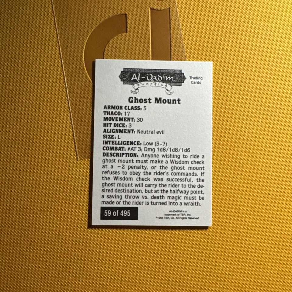 Advanced Dungeons & Dragons TSR 1993 #59 Ghost Mount (S) | eBay