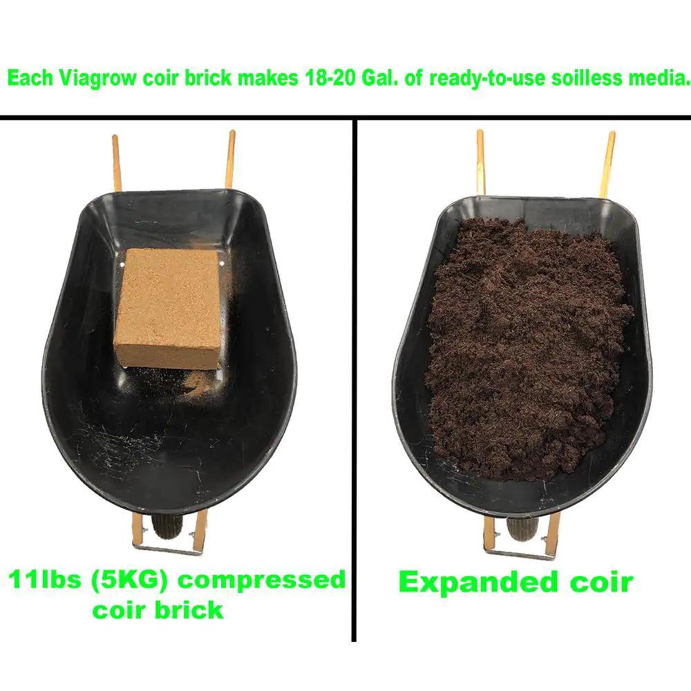 Viagrow Organic Brick Soilless Media Coco Coir, OMRI Coconut Coir, 11 ...