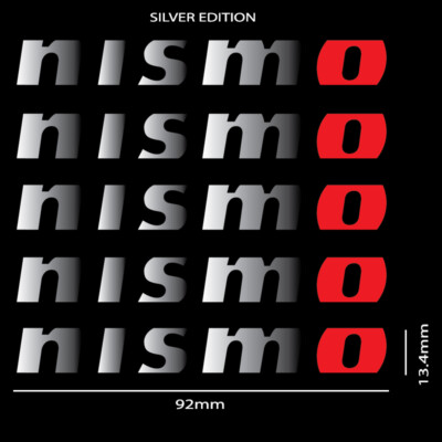 5 x Nismo Wheel Decals Silver & Red - Fits Nissan GTR R32 R33 R34 R35 ...
