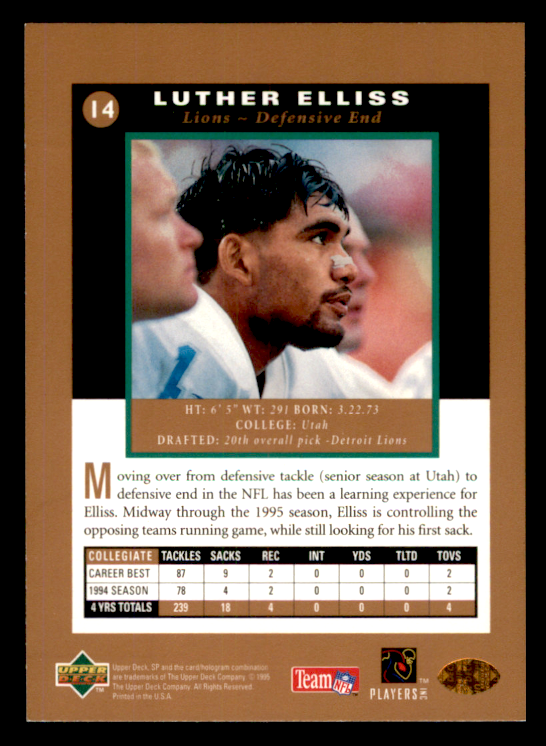 1995 SP Luther Elliss PP, Rookie, FOIL #14 Detroit Lions | eBay