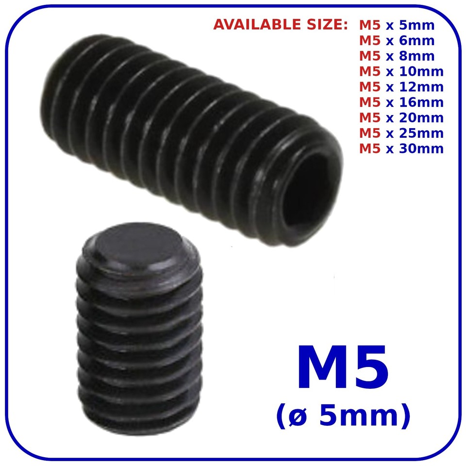 Grub Screws M3 M4 M5 M6 M8 Flat End Hex Socket Set Screw Black DIN 913 ...