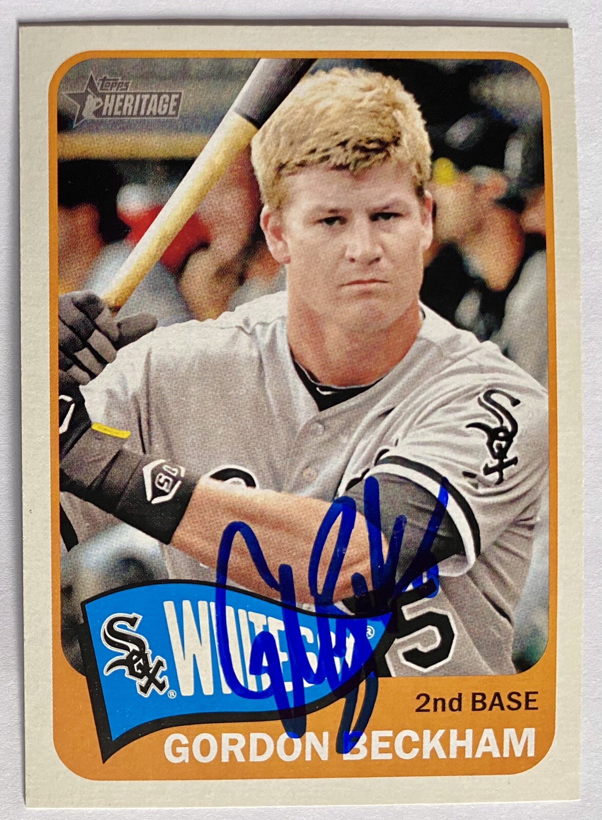 GORDON BECKHAM SIGNED IP TOPPS HERITAGE #171 2014 CHICAGO WHITE SOX ...