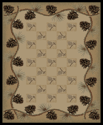 Pine Bluff Area Rug Runner Lodge Cabin Cone Tree Needle Rustic Beige ...