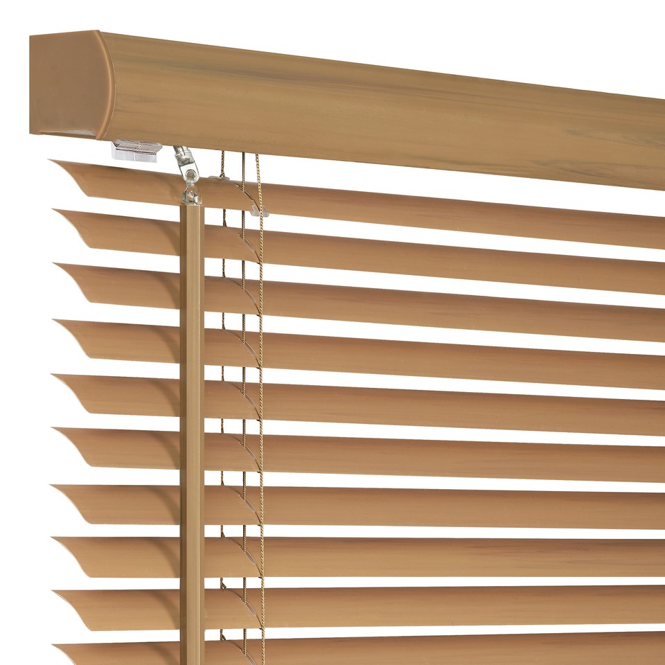 Cordless Window Minds Mini Blinds 1" Slats Woodtone Vinyl Blind | eBay