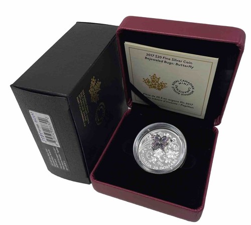 2017 Canada Fine silver 1oz Bejeweled Bugs: Butterfly $20 Coin #23-14 ...