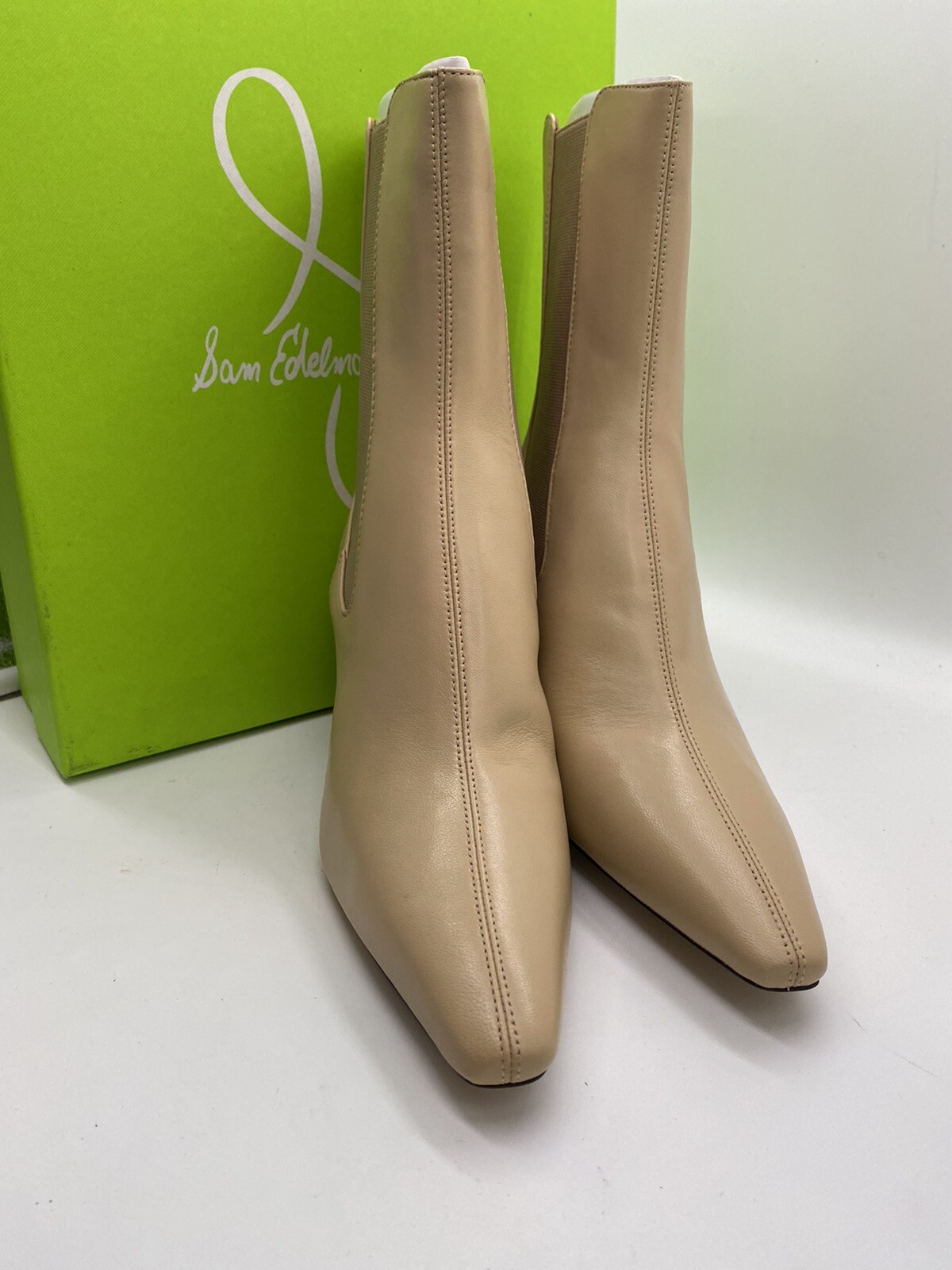 Sam Edelman Sammie Womens Size 8 Boots Beige Almond Leather Stiletto ...
