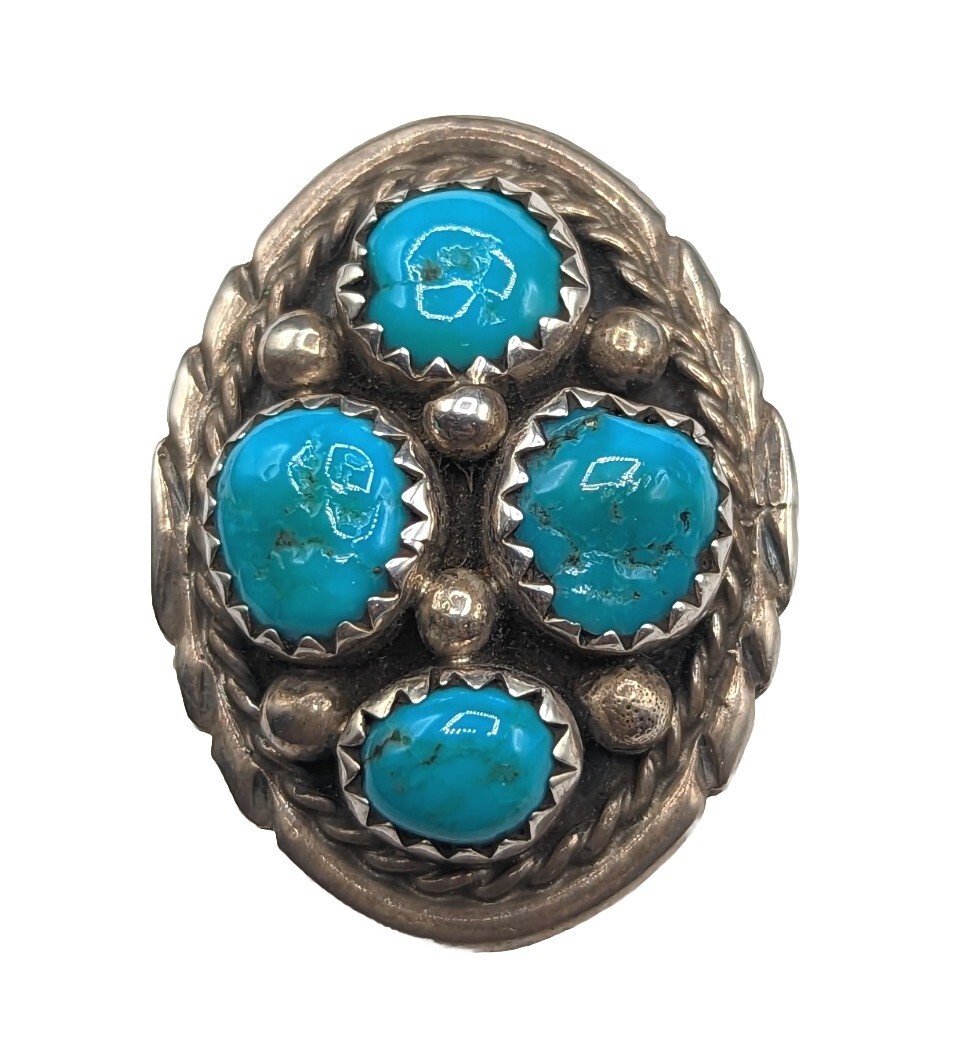 Navajo Melvin Chee Native Sterling Silver 925 Blue Tu… - Gem