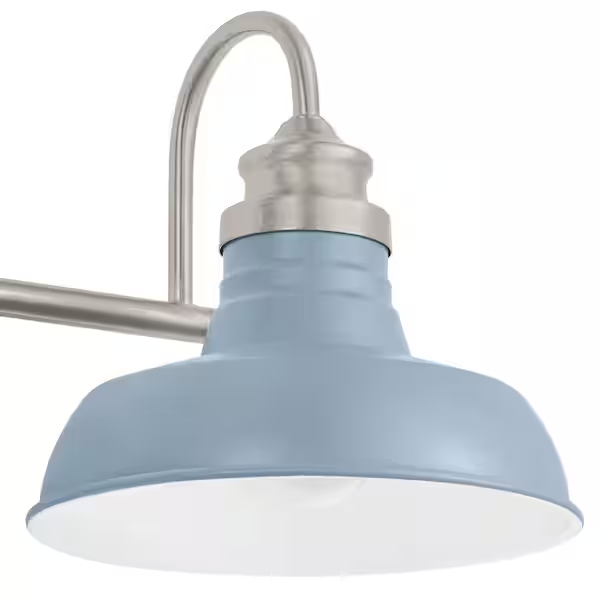 4-Light Brushed Nickel Farmhouse Slate Blue Metal Shades Vanity Light ...